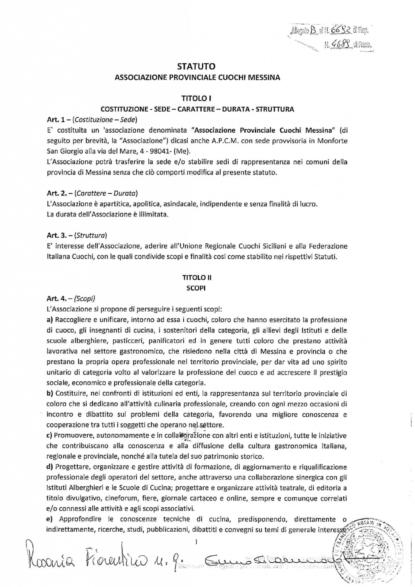 Statuto - Associazione Cuochi Messina
